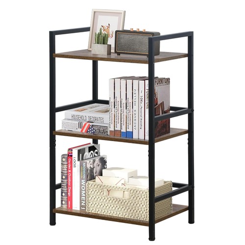 Book Shelf Small Bookshelf, 3 Tier Industrial Short Bookshelf, Metal ...