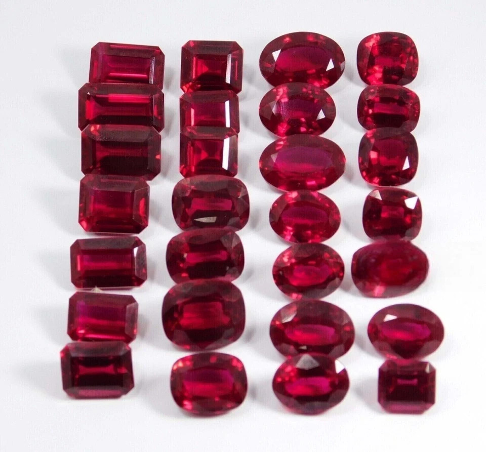 Certified Natural Red Ruby 100 Ct Flawless Mix Cut Lot Loose Gemstone ...