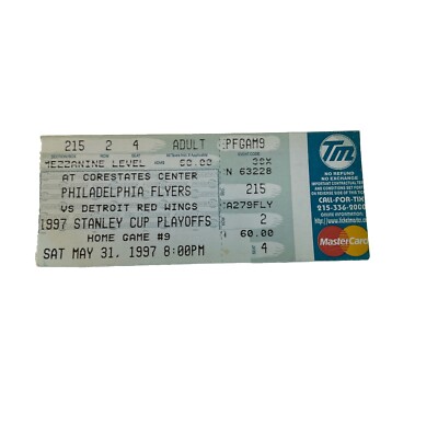 1997 Detroit Red Wings Ticket Stub Stanley Cup Finals Game 1 Vs Flyers ...