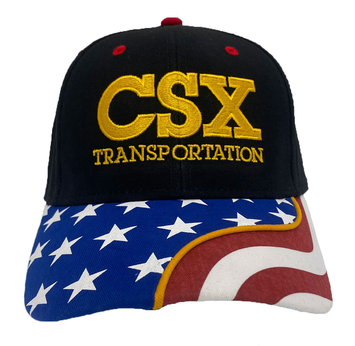 CSX Transportation Railroad Flag Bill w/Ribbon Embroidered Cap Hat #40 ...