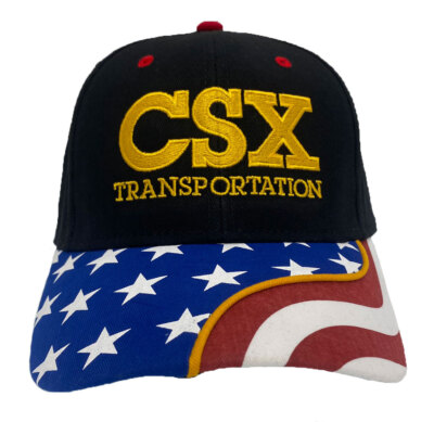 CSX Transportation Railroad Flag Bill w/Ribbon Embroidered Cap Hat #40 ...