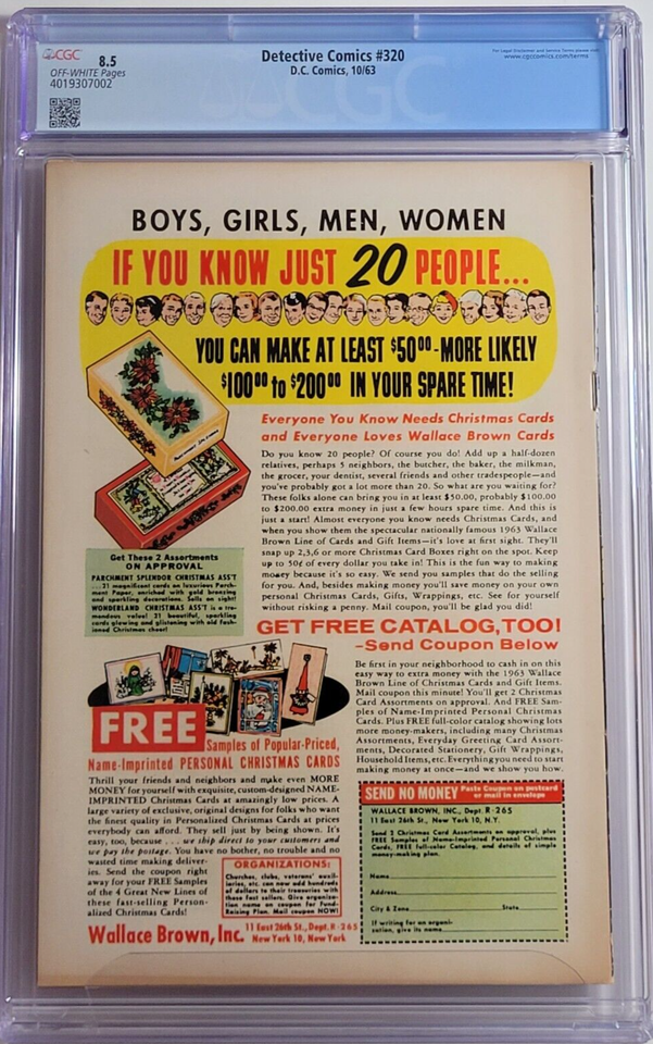 1963 Detective Comics 320 CGC 8.5 1st Appearance of Mummy Batman and ...