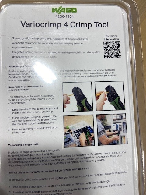 WAGO 206-1204 Variocrimp 4 - Crimping Tool - 0.25-4mm, AWG24-12 - NEW ...