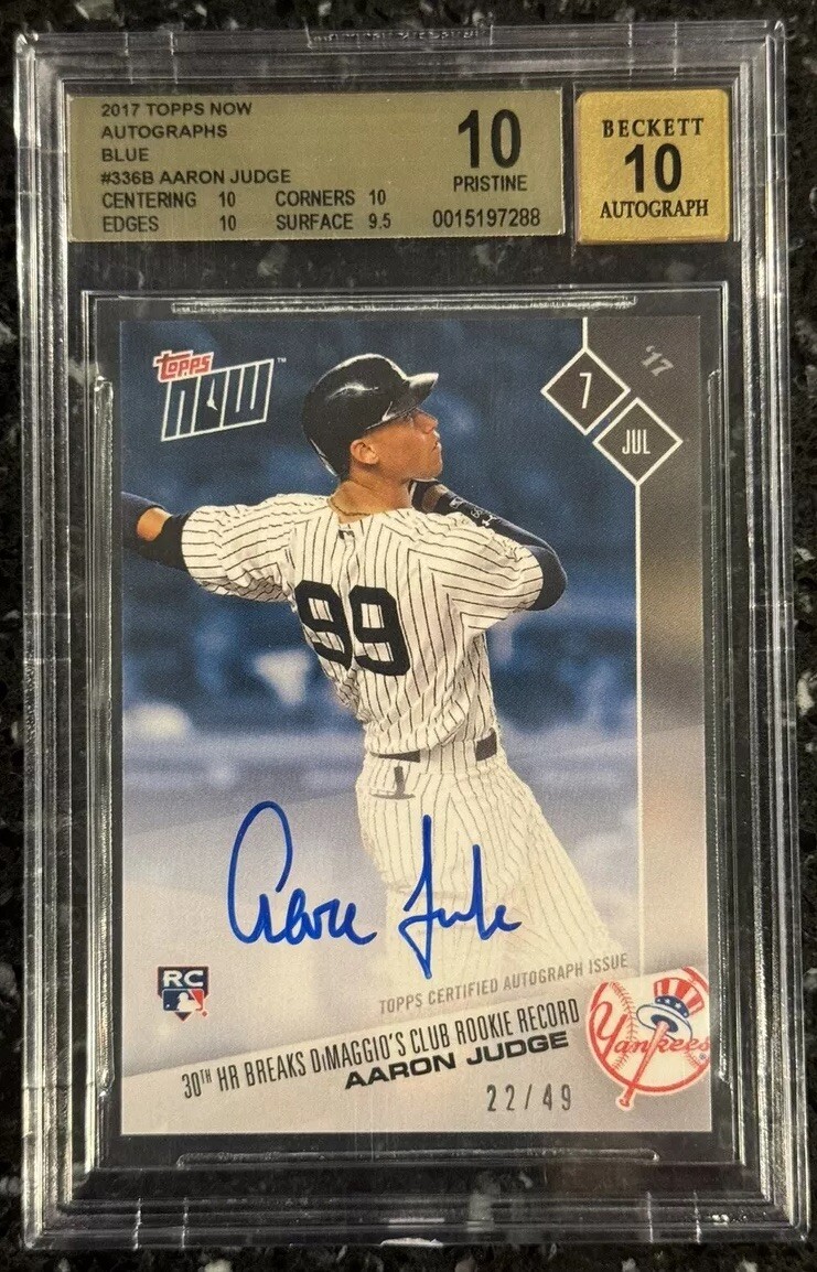 2017 Topps Now Aaron Judge Auto 22/49 Card 336B BGS 10 Pristine Yankees ...