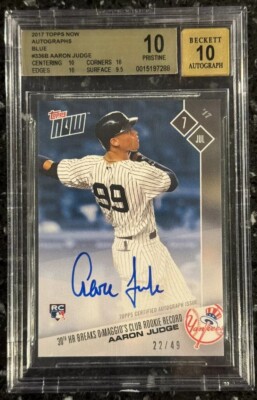 2017 Topps Now Aaron Judge Auto 22/49 Card 336B BGS 10 Pristine Yankees ...