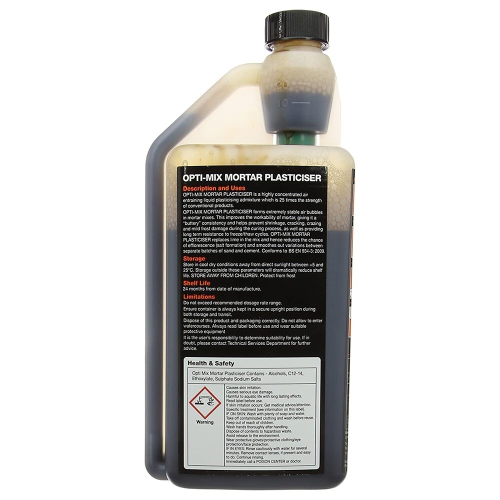 12 x OPTI-MIX Mortar Plasticiser 1L - Everbuild | Bricklaying ...