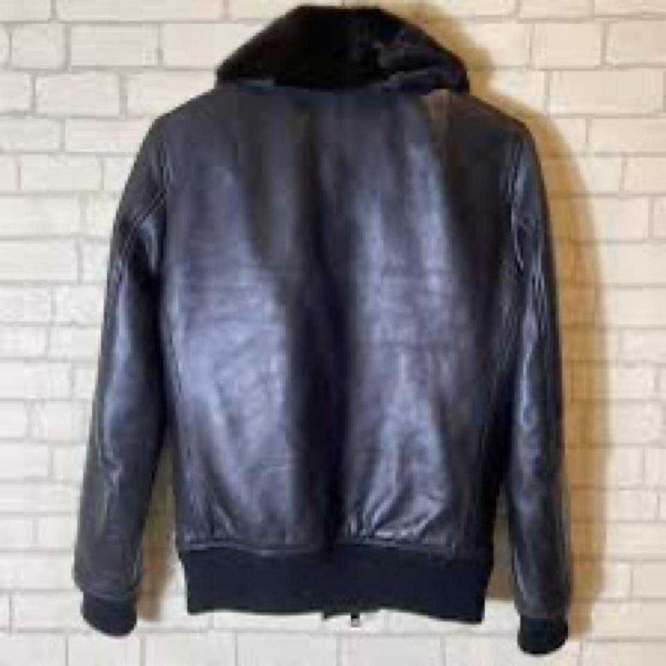 1piu1uguale3 Lamb Leather Mink Fur M Size Durable Black Leather Jacket ...
