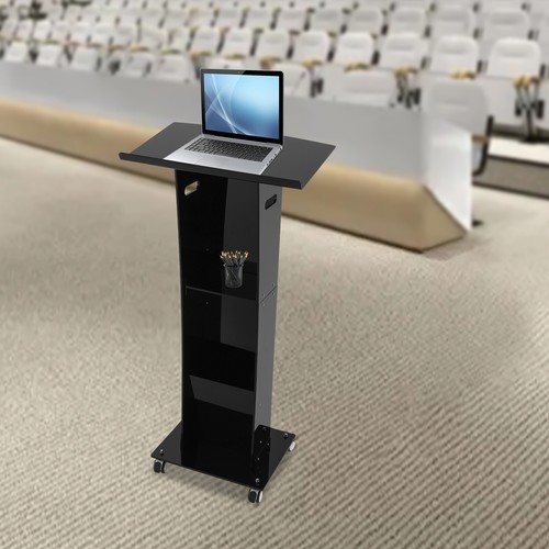 Acrylic Podium Stand 48.42" with Storage Shelf and Elegant Design | eBay