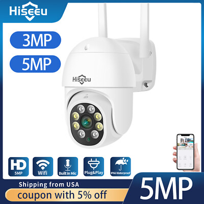Hiseeu WIFI 3MP 5MP Wireless Wifi Security Camera Pan-Tilt Surveillance ...