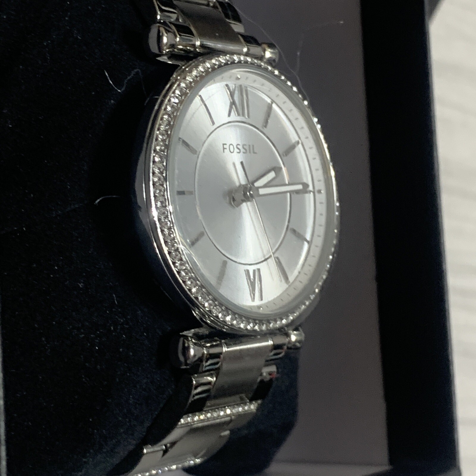 Fossil Ladies Carlie Crystal Silver Stainless Steel 36mm Watch ES4341 ...