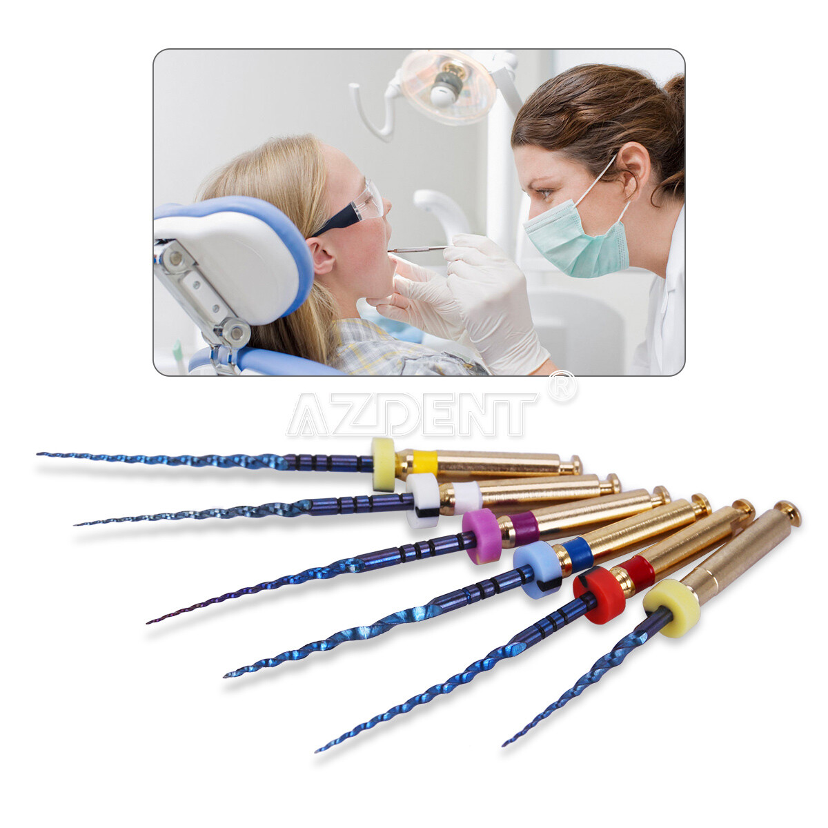 AZDENT Dental NITI Endo Rotary Files Gold Taper Endodontic Engine Use ...