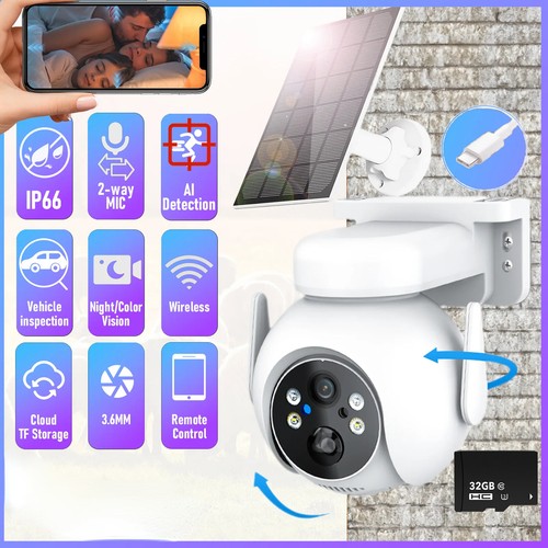 KEPEAK Solar Battery Powered Wireless Security Camera Pan Tilt 4MP 2 ...