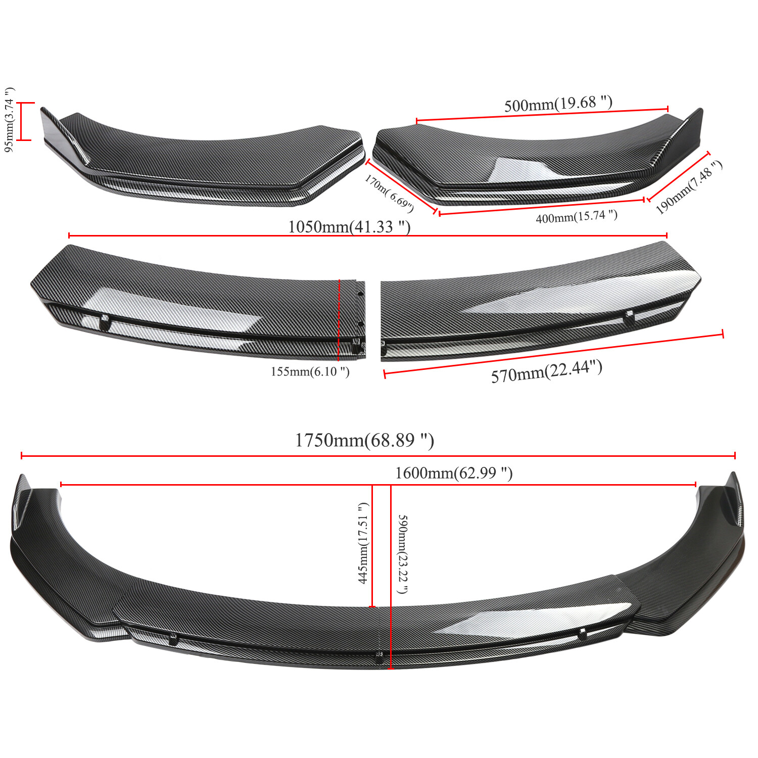 1990-1996 Nissan 300ZX Carbon Fiber Style Front Bumper Lip Splitter ...