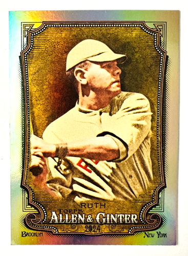 2024 Topps Allen Ginter Babe Ruth FOIL Parallel Card #198 NY Yankees ...