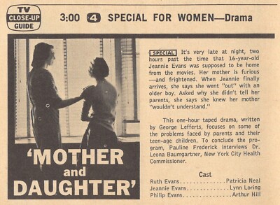 1961 TV AD ~ MOTHER and DAUGHTER DRAMA LEONA BAUMGARTNER PAULINE ...