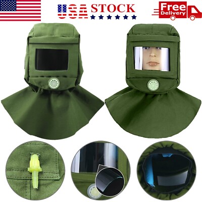 Industrial Sand Blasting Hood Cap Glass Face Shield Vent Design Anti ...