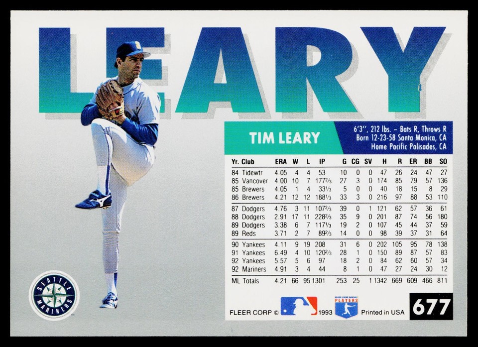 1993 Fleer #677 Tim Leary Seattle Mariners | eBay