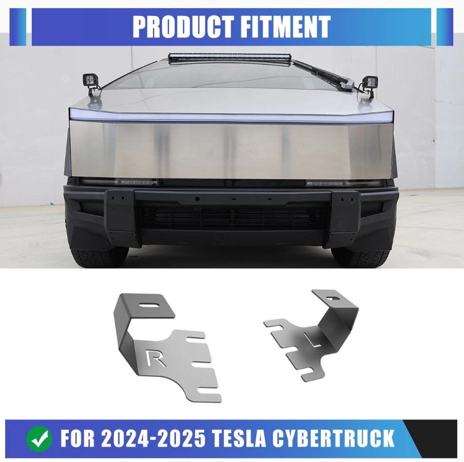 New A-pillar lamp bracket + Light For 2024-2026 Tesla Cybertruck Black ...