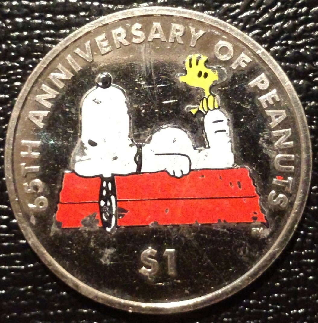 2015 BRITISH VIRGIN ISLANDS $1 DOLLAR 65TH ANNIVERSARY PEANUTS SNOOPY ...