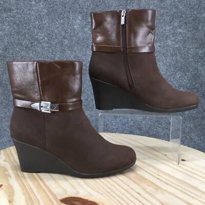 American Living Boots Womens 10B Brown Zola Wedge Ankle Bootie Zip Faux ...