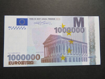 WOW €1 Million Banknote Bill €1000000 EURO Novelty Millionaire One ...