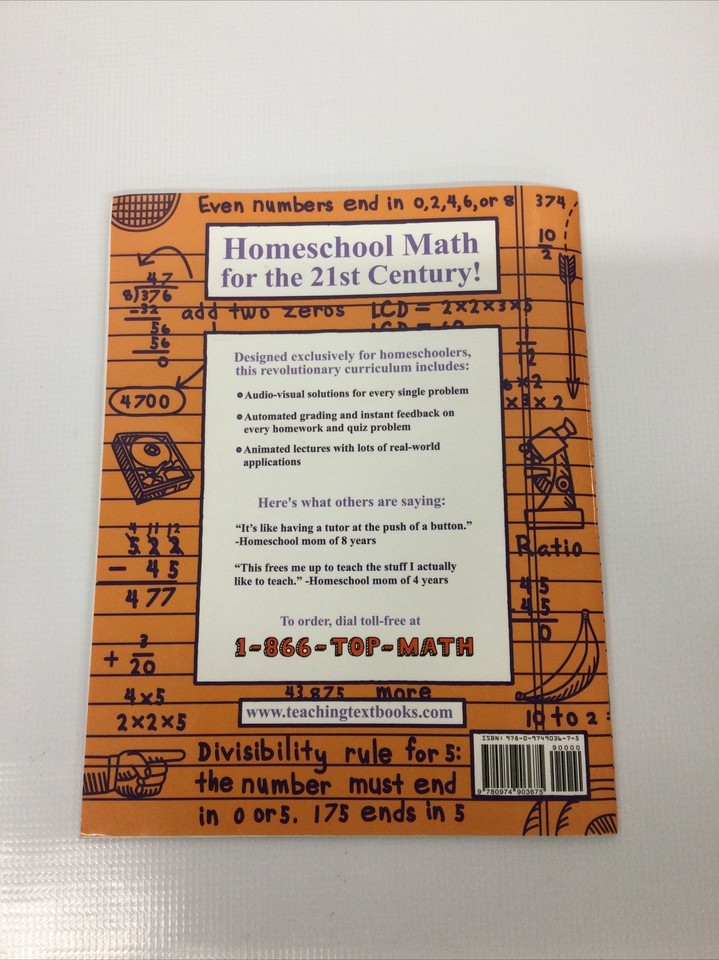 Teaching Textbooks Math 7 Answer Key - Paperback By Greg Sabouri - GOOD ...