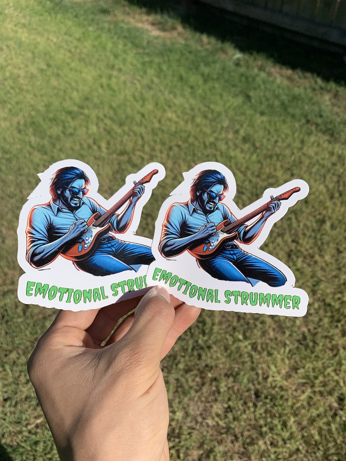 2x Guitar Emotional Strummer Decal Stickers, Guitarist Sticker, Custom ...