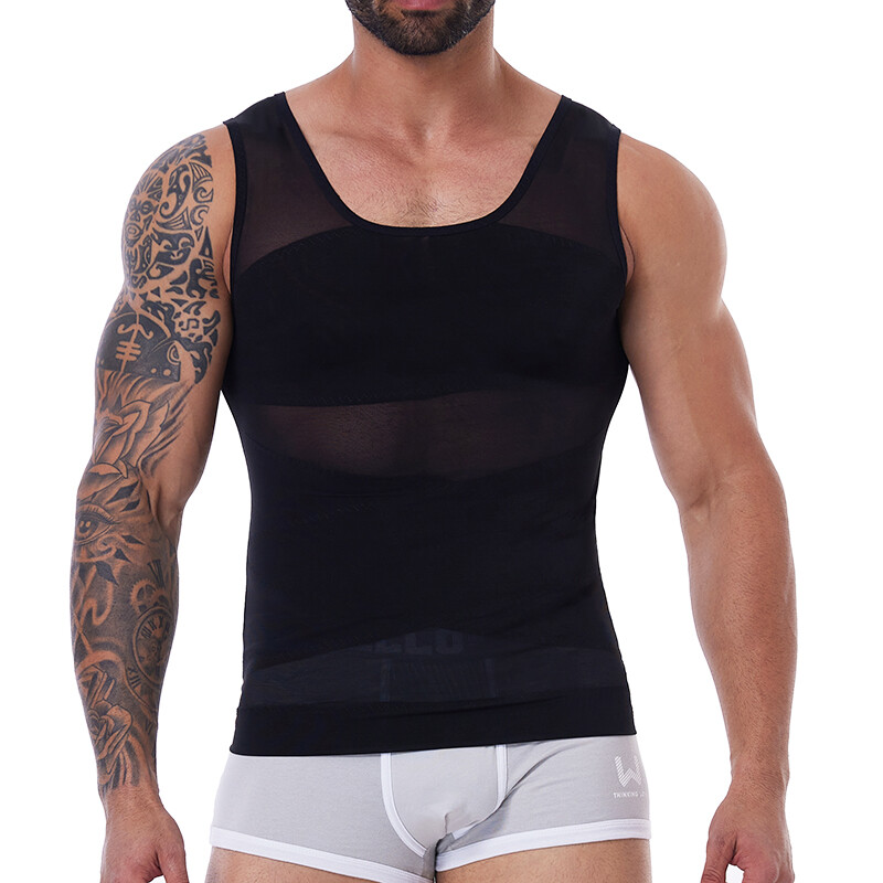 Men Slimming Body Shaper Tank Top Abdomen Gynomastica Compression Vest ...