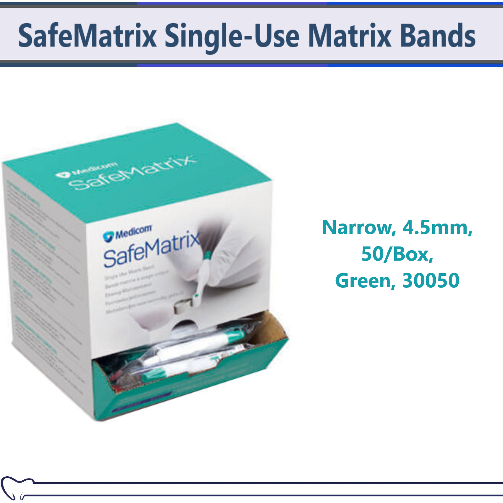 Dental Pro-Matrix Bands Straight or Curved, 6mm or 45mm, 50/Box Blue ...
