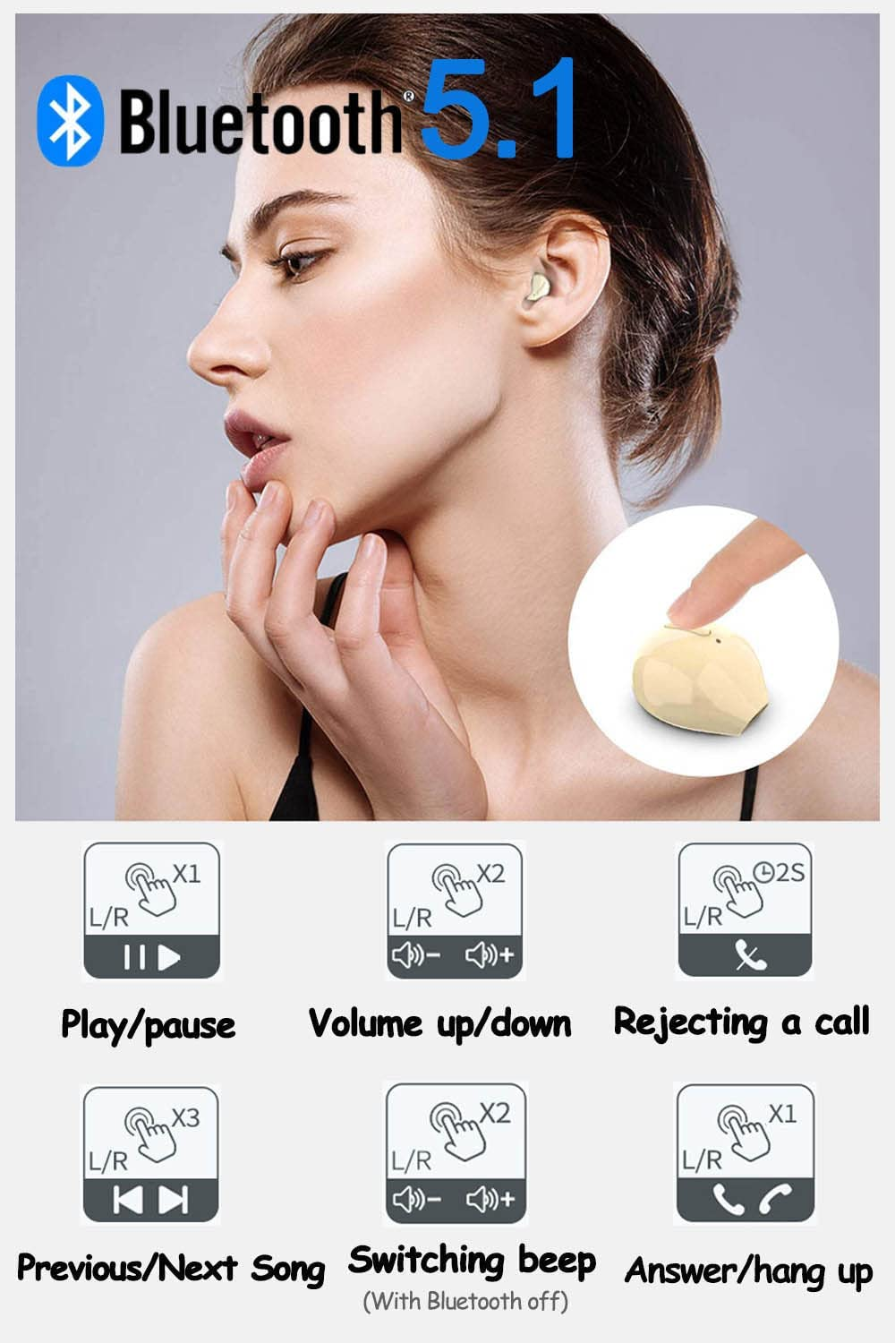 Smallest Earbuds Invisible Bluetooth Earbuds Mini Wireless Ear Buds ...