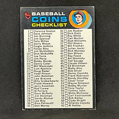 1971 Topps Baseball #161 Coins Checklist - Unmarked | eBay