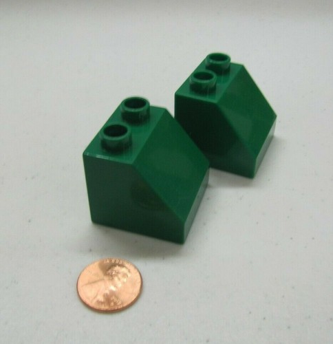 Lego Duplo Block Dark Green 2X2X2 Slope 45 Ramp Brick 2 Block Lot ...