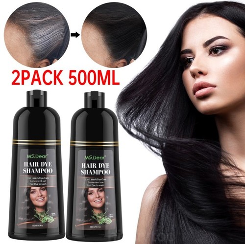 2Pack Natural Permanent Instant Hair Dye Color Shampoo Coconut Olive ...