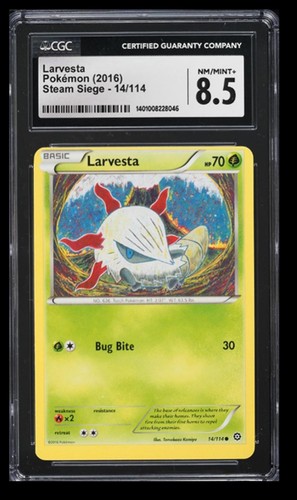 2016 Pokemon Steam Siege Larvesta CGC 8.5 English #14/114 Misalignment ...