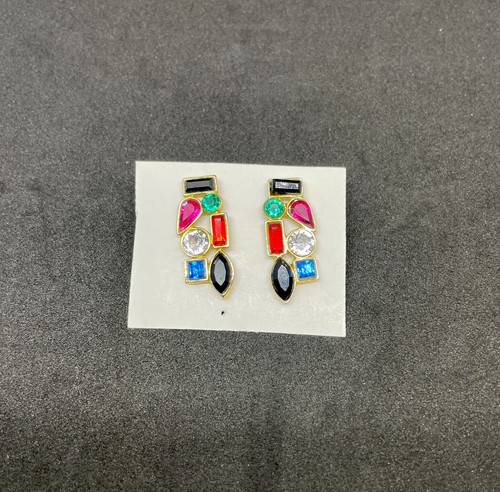 Nice Vintage Earrings Multicolor Crystal Rhinestone Gold Tone | eBay