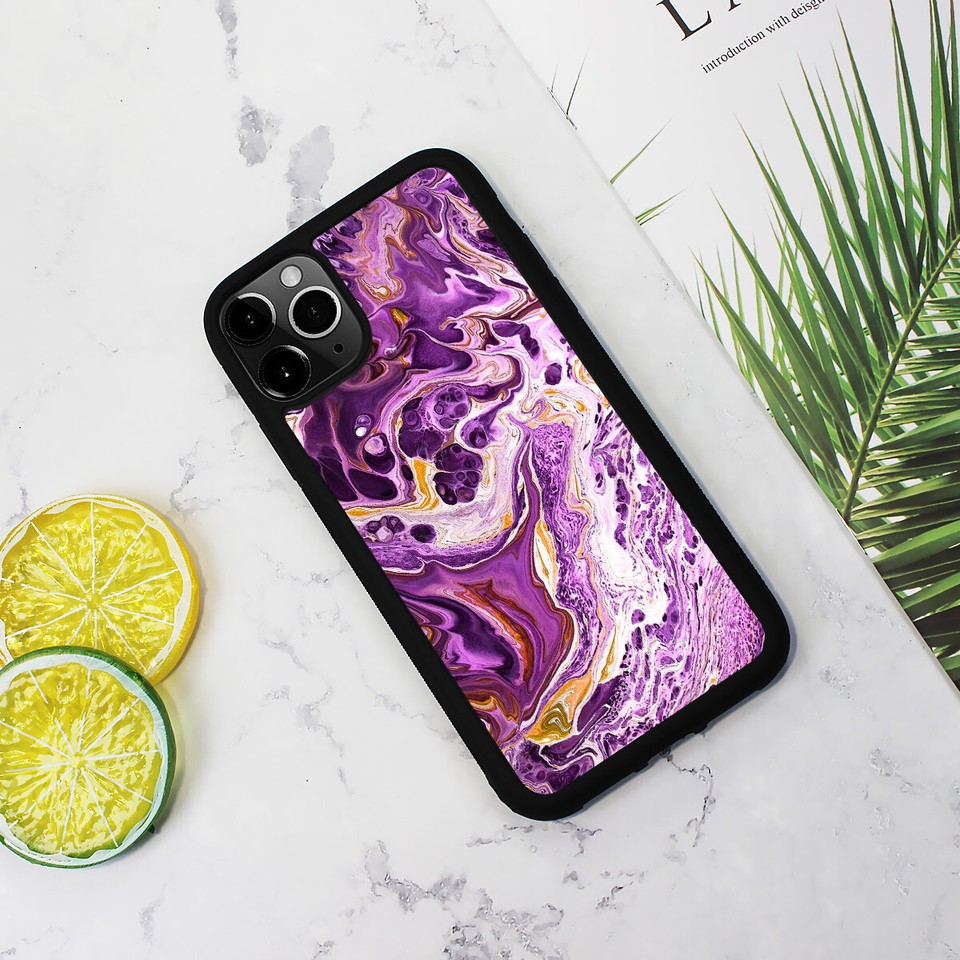 ( For iPhone 12 Mini ) Back Case Cover AJ12555 Purple Marble Crystal | eBay