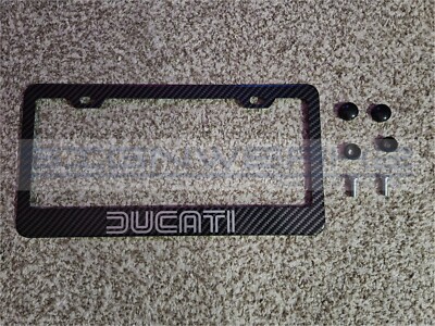 Ducati Carbon Fiber Printed Pattern Black Aluminum License Plate Frame ...