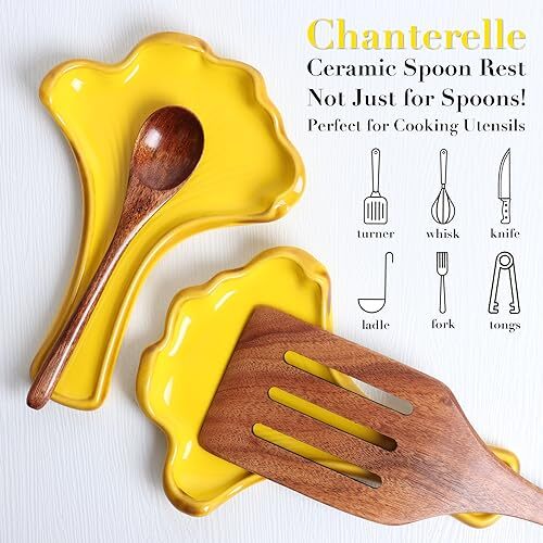Ceramic Spoon Rest for Stove Top - Cute Chanterelle Mushroom Spoon Rest ...