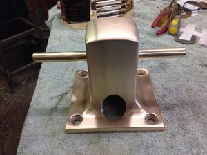 Boat Samson Post Bollard 5 7/8" by 5 7/8" Base Bronze with Brass Rod