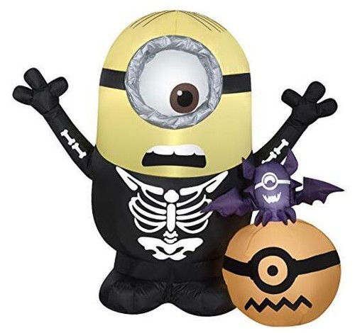 3.5' Airblown Inflatable Minion Skeleton w/Pumpkin Scene Universal | eBay