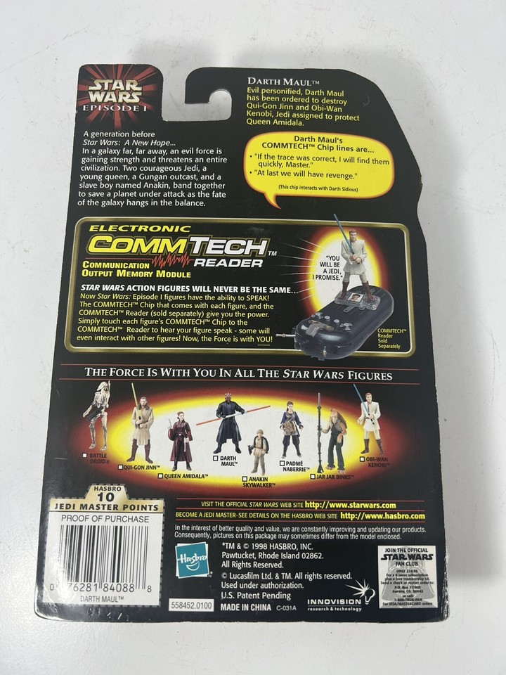 Star Wars Episode 1 Darth Maul Jedi (RARE) Figure Hasbro CommTech 1998 ...