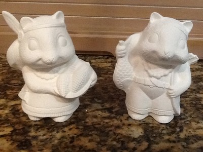 Ceramic Bisque Ready to Paint Thanksgiving Indian Squirrels | eBay