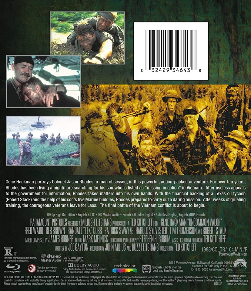 Uncommon Valor (Blu-ray) Gene Hackman Robert Stack Ben Murphy Rick ...