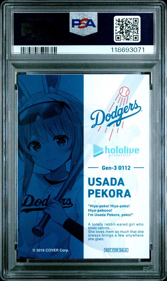 2024 DODGERS X HOLOLIVE COLLABORATION HOLOLIVE NIGHT USADA PEKORA PSA 9 ...