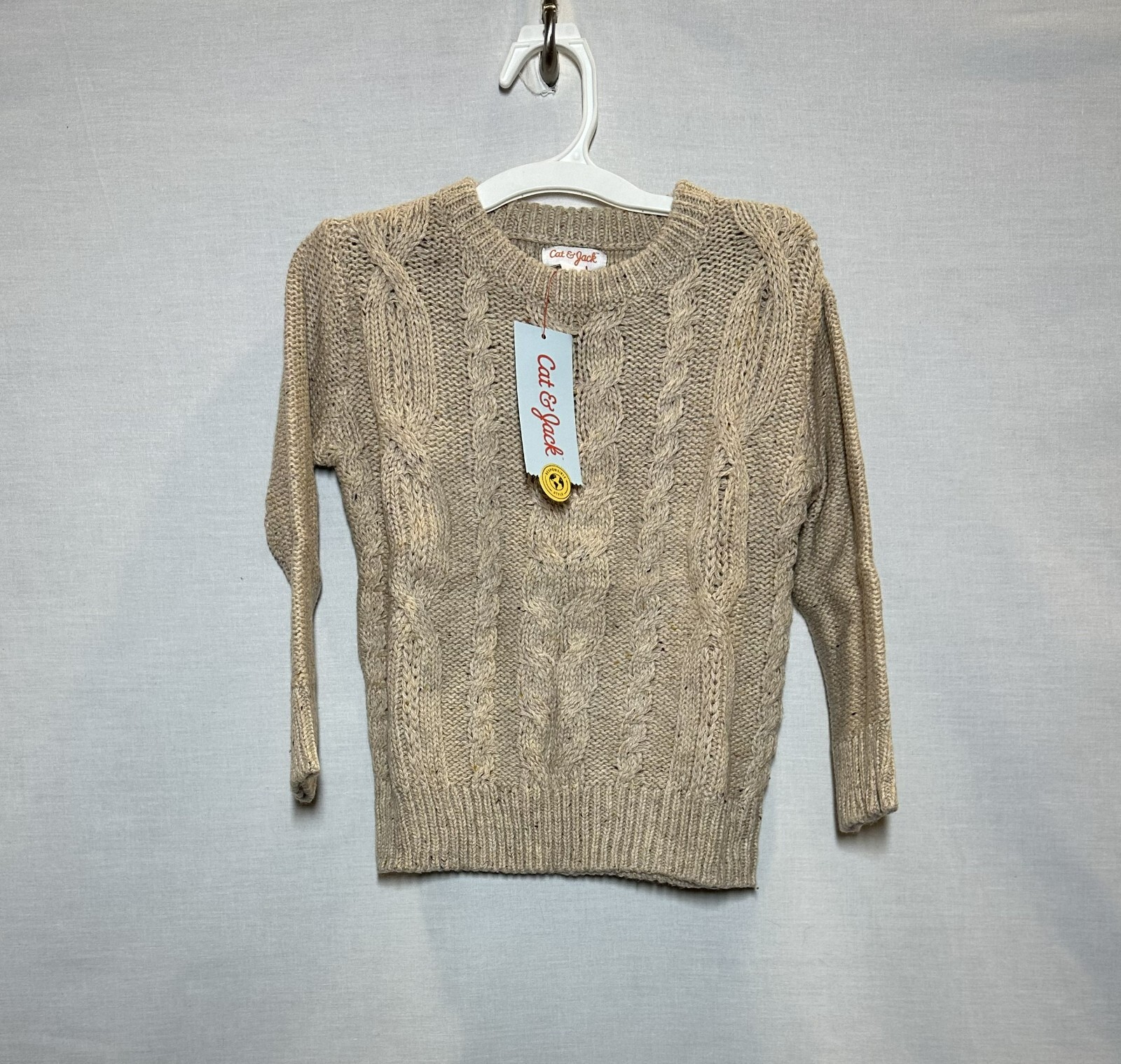Toddler Boys' Crew Neck Cable Knit Sweater Cat & Jack Oatmeal Heather ...