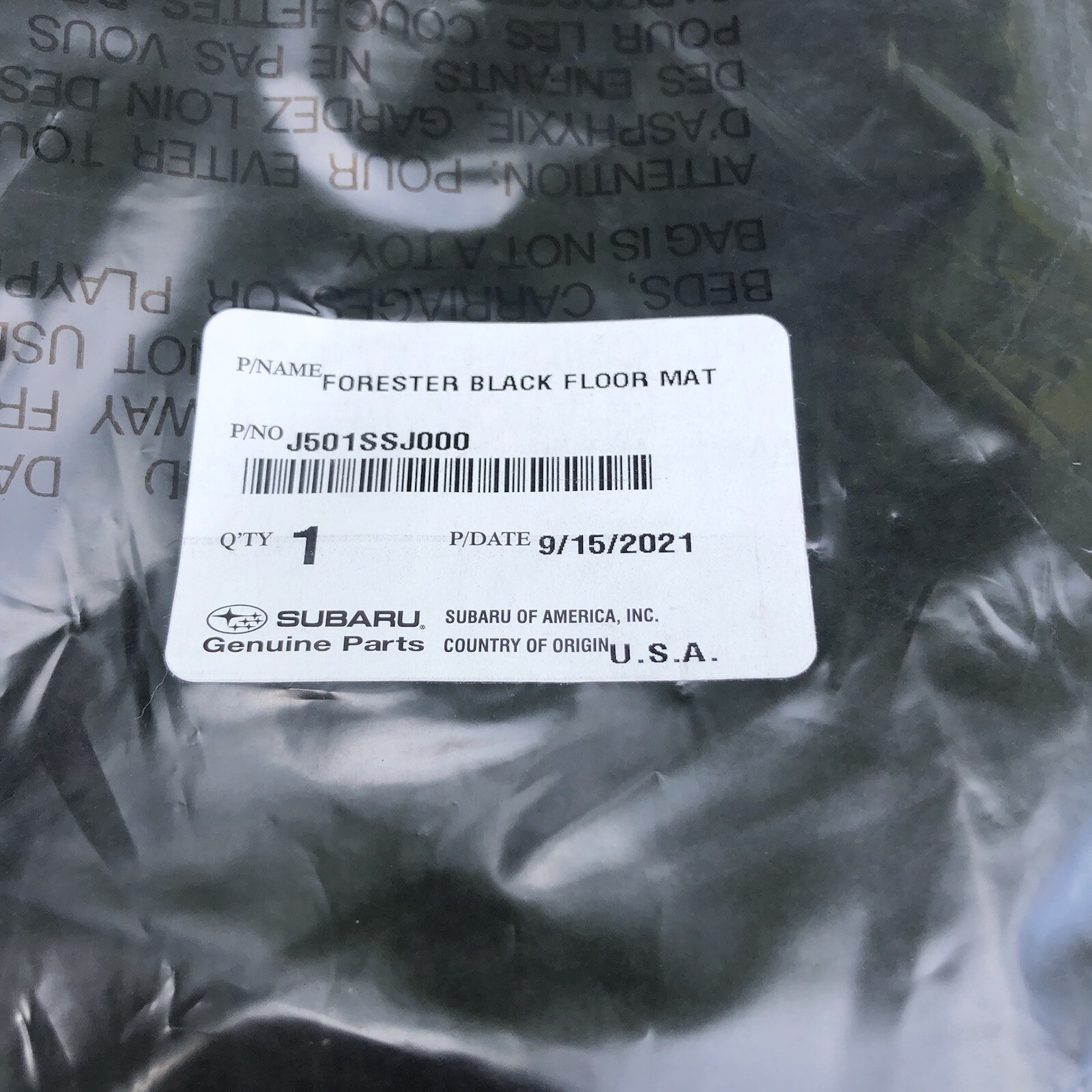 Genuine Subaru Forester Black Carpet Car Floor Mats J501SSJ000 NEW | eBay