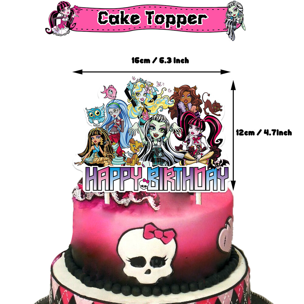 30PCS Monster High Theme Party Decorations Includes Banner Cake Topper ...