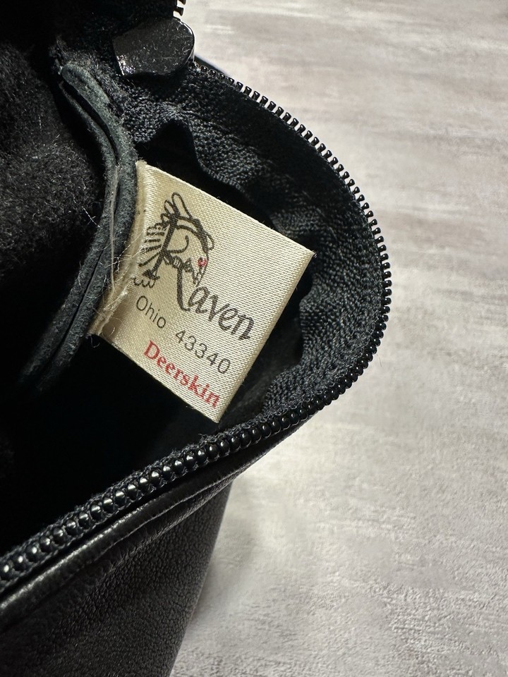 Rare vintage raven works studio small crossbody deerskin purse | eBay