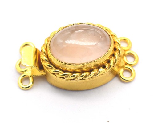 2 Pcs Rose Quartz Gemstone Box Clasp 3 Strand 18k Gold Plated | eBay