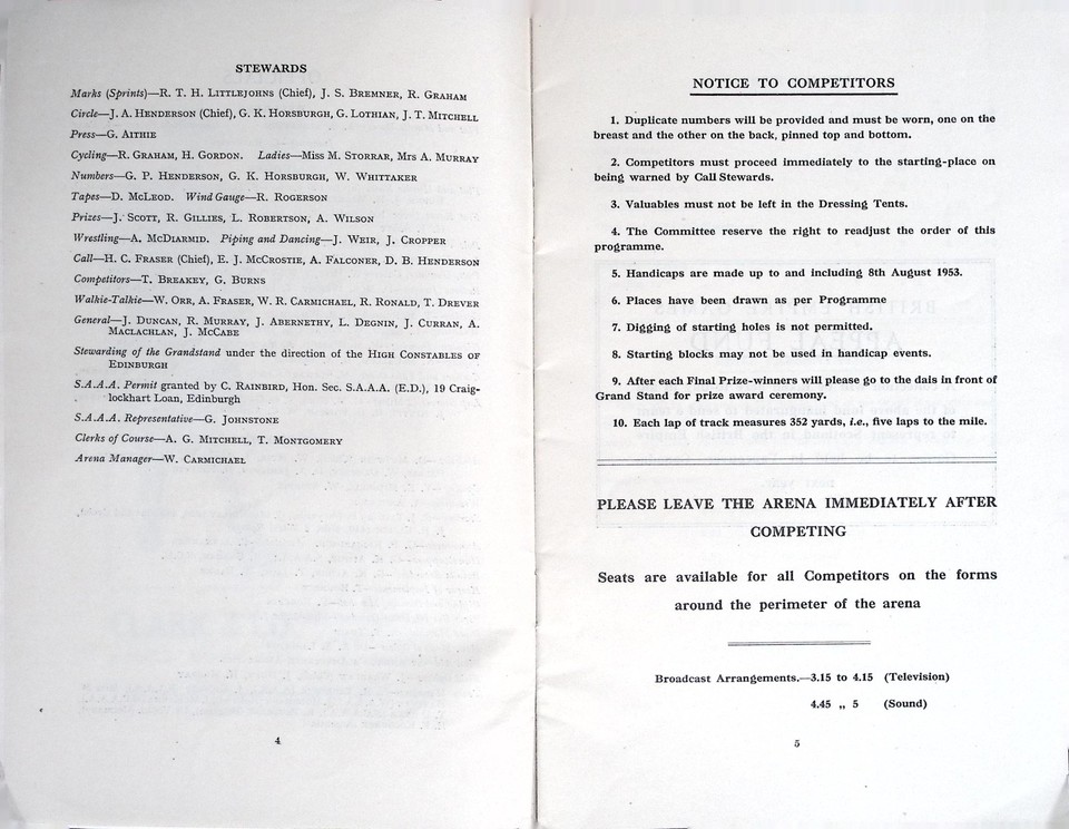 1953 City Of Edinburgh Highland Games Official Programme Murrayfield | eBay